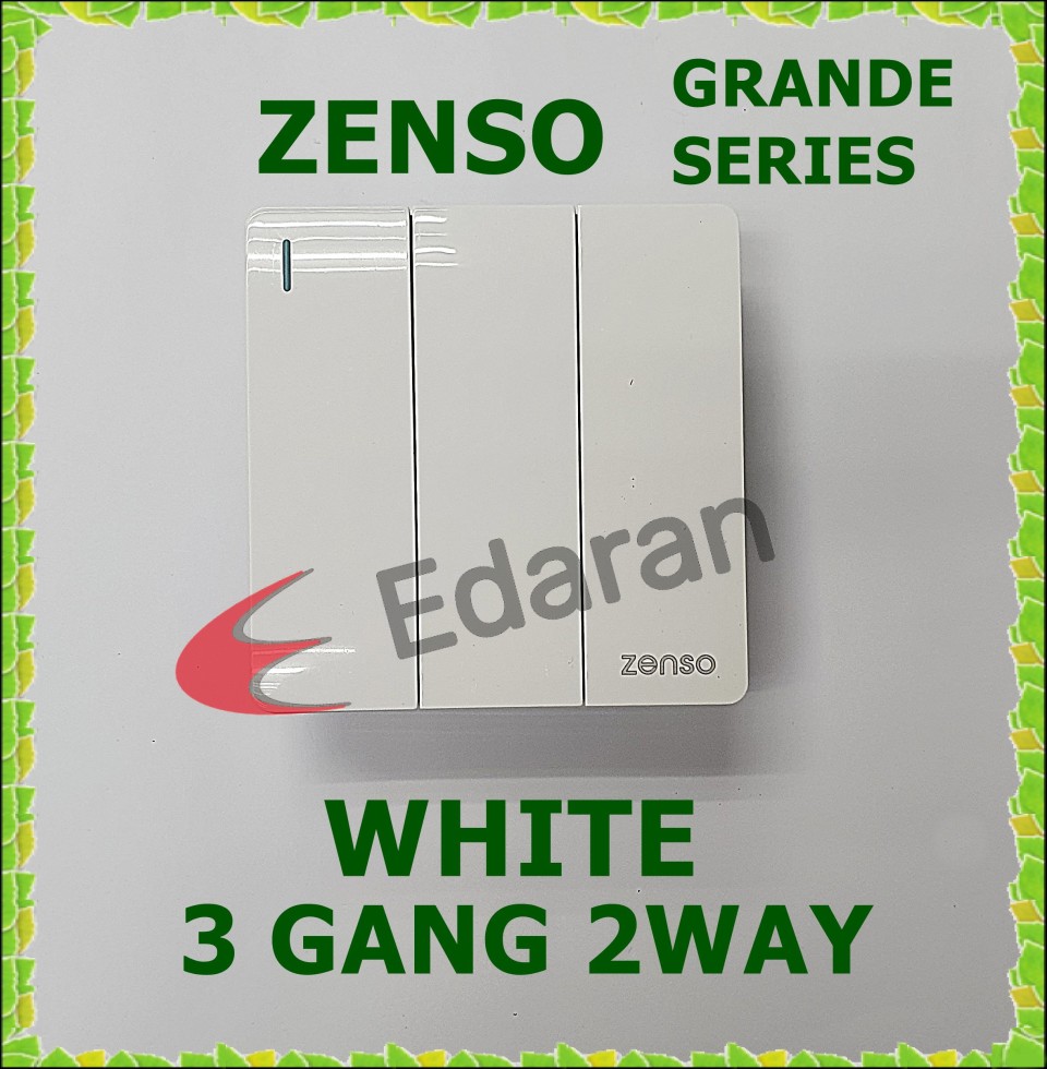ZENSO G1032 GRANDE 16A 3 GANG 2 WAY SWITCH (WHITE) | Lazada
