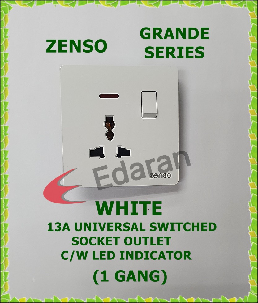 ZENSO G3089 GRANDE 13A UNIVERSAL SWITCHED SOCKET OUTLET C/W LED ...